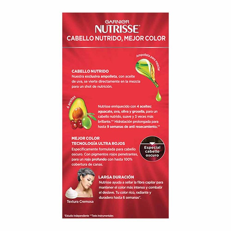 Tinte Nutrisse Colorísimos Color Rojo Carmín 4462 |Garnier