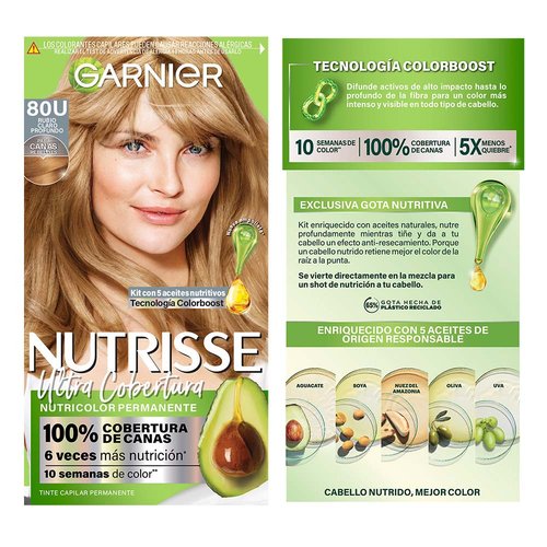 Tinte 80 Rubio Claro Profundo Nutrisse Ultra Cobertura