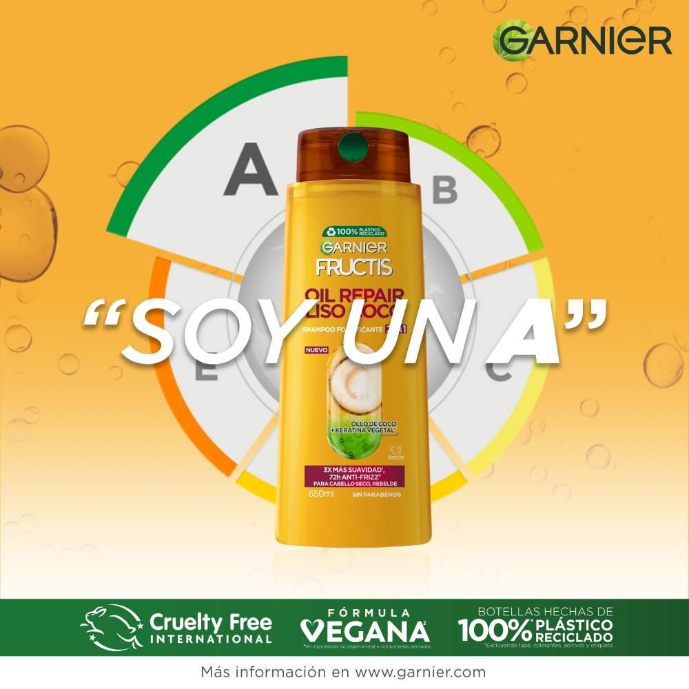Shampoo 2 en 1 Oil Repair Liso Coco | Garnier México