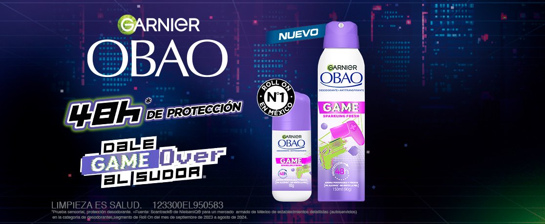 Desodorantes Obao Game | 48h de protección | Garnier México