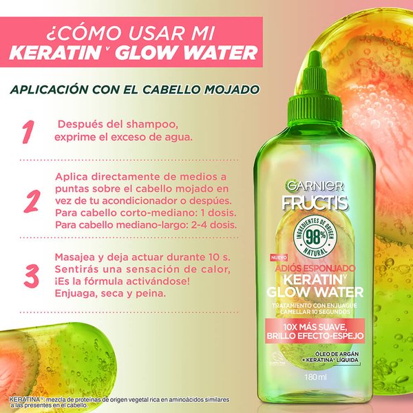 Tratamiento Y Enjuague Keratin Glow Water Fructis | Garnier