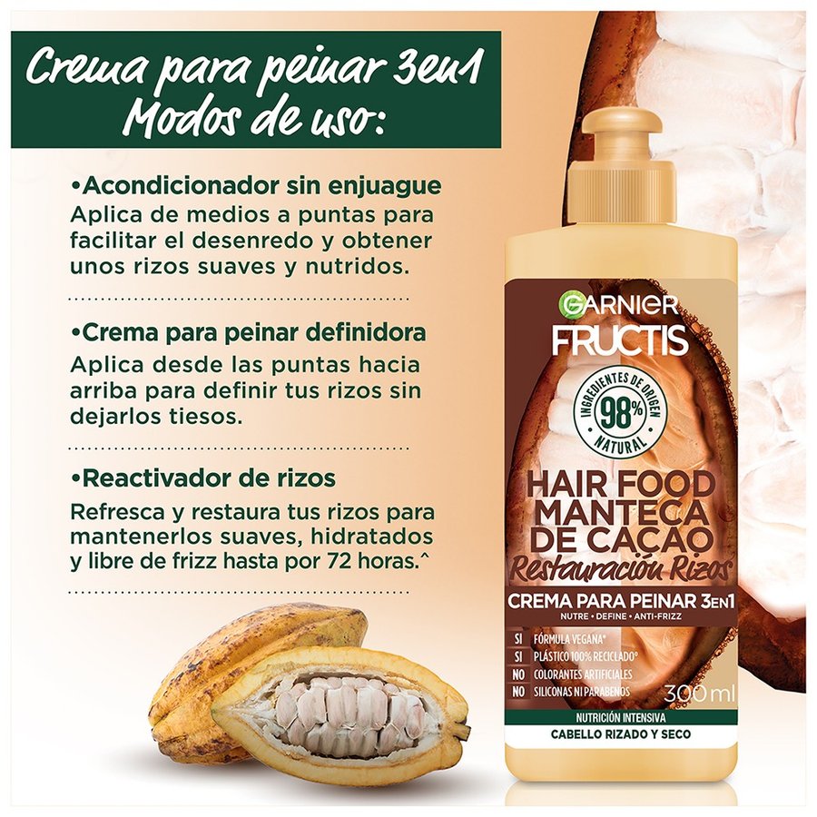 Crema Para Peinar Rizos Fructis Manteca De Cacao | Garnier