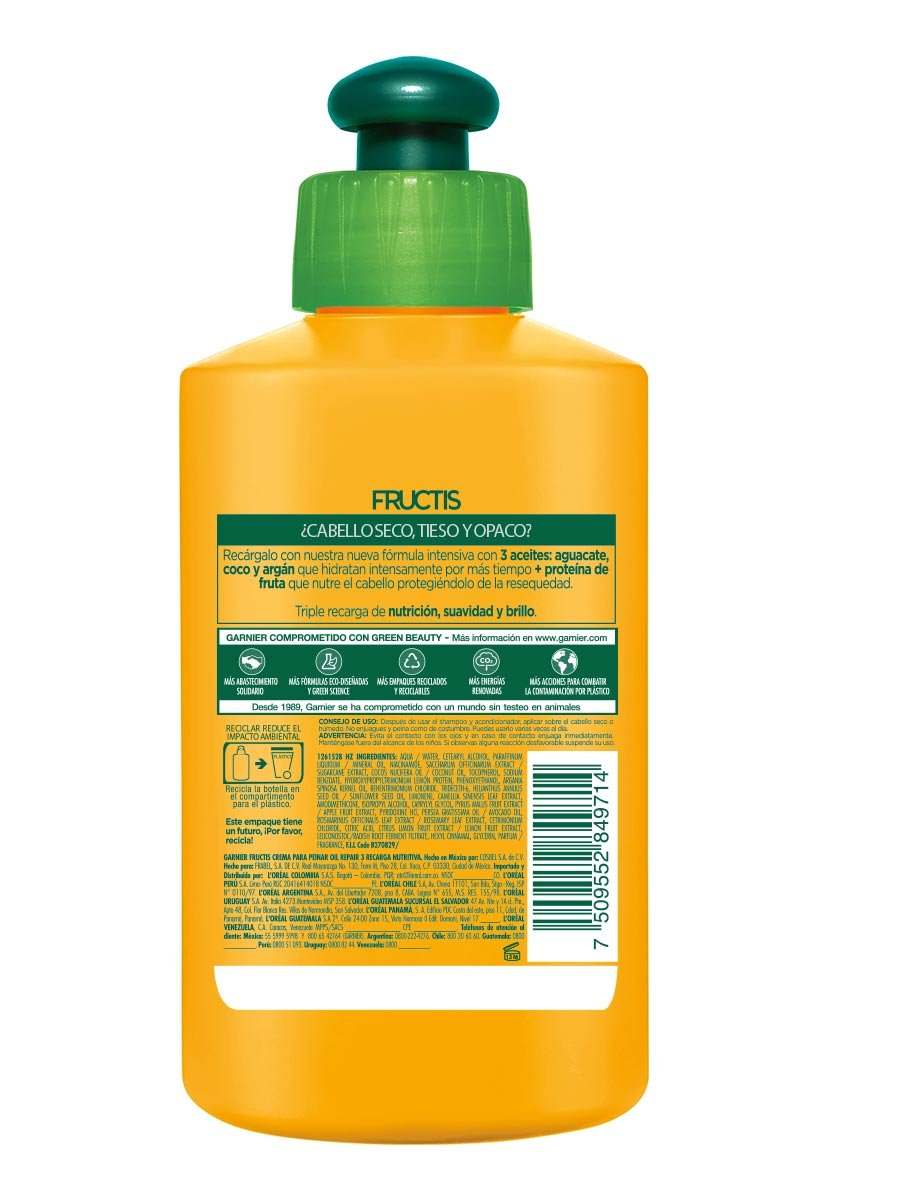Crema Para Peinar Fructis Recarga Nutritiva De Garnier